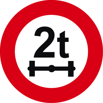 Interdit aux véhicules de plus de 2 tonnes par essieu - Préventimark